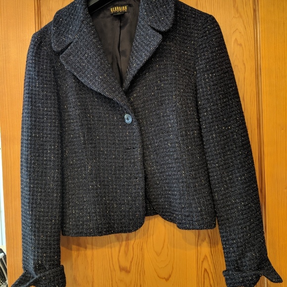 Georgiou | Jackets & Coats | Georgiou Gorgeous Navygold Accent Wool ...